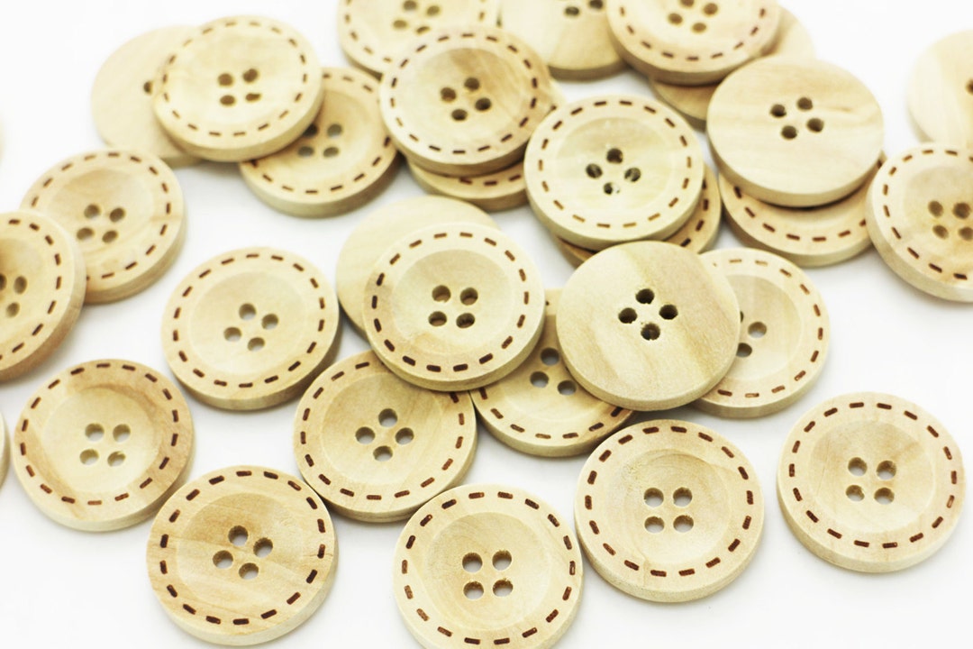 Beige Wooden Button, 25mm, 0.98inch, Simple Style, Large Round Shape ...