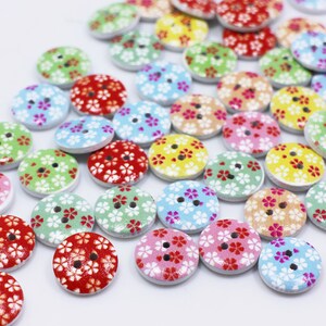 Sakura Wooden Buttons, Japanese Flower Print, Small Size, Round Shaped ...