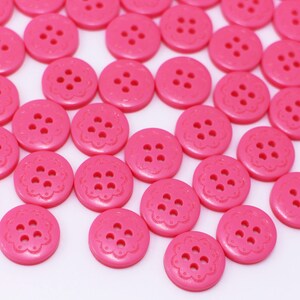Pink Floral Button Hot Pink Flower Button Small Four Holes - Etsy