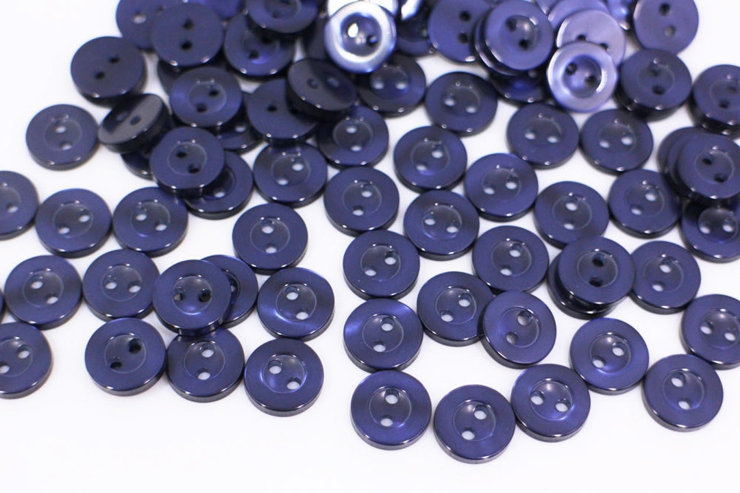 Dark Blue Two Holes Buttons, Wide Edge, Shiny Finish, Navy Blue Color ...
