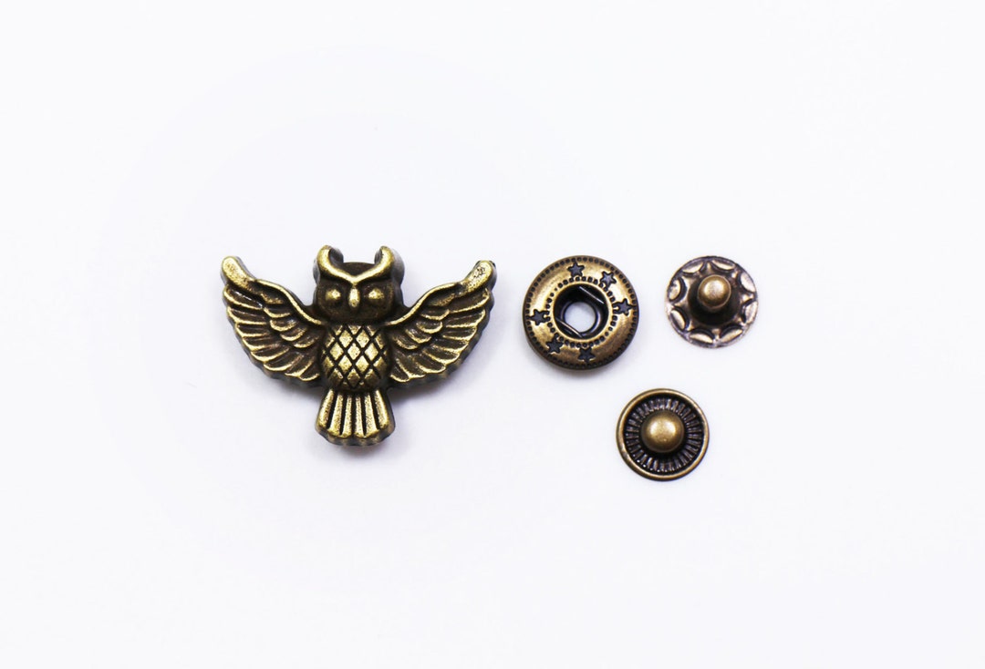 Owl Snap Fastener, Bird Snap Buttons, Antique Bronze Press Stud, Animal ...