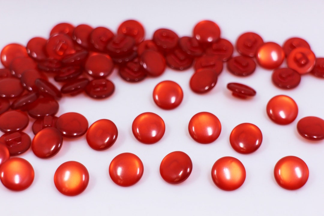 Red Shank Button, Bright Red Color, Small Round Mushroom Shaped, for ...