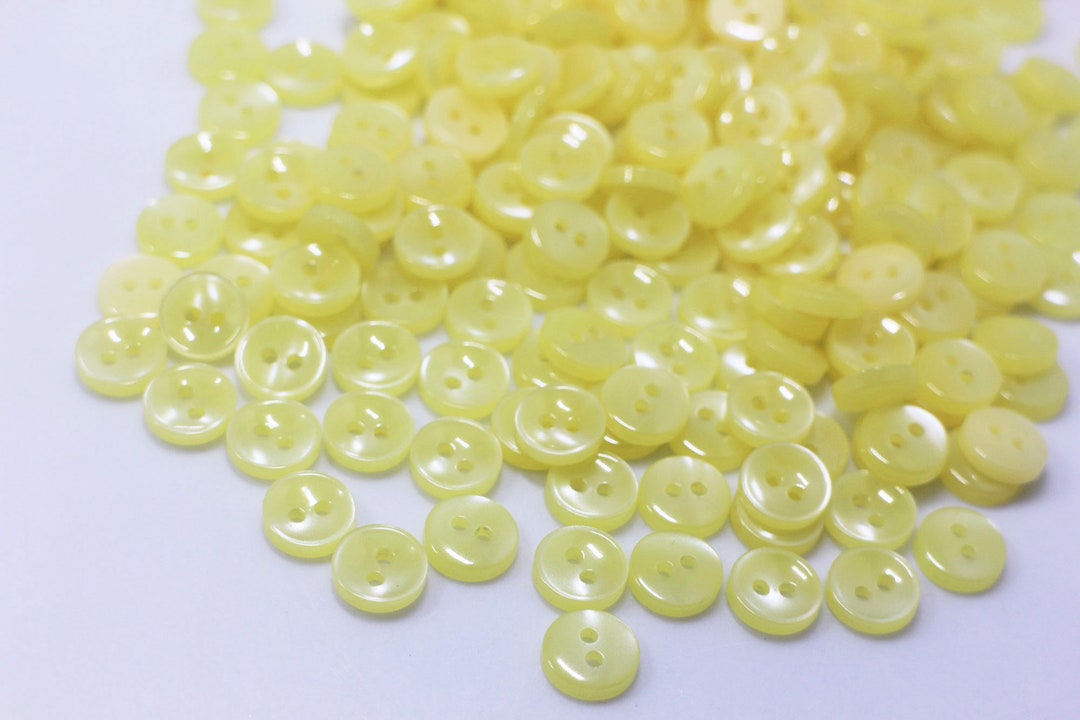 Extra Small Yellow Button, Shiny Finish, Mini Tiny Size, Bowl Shaped ...