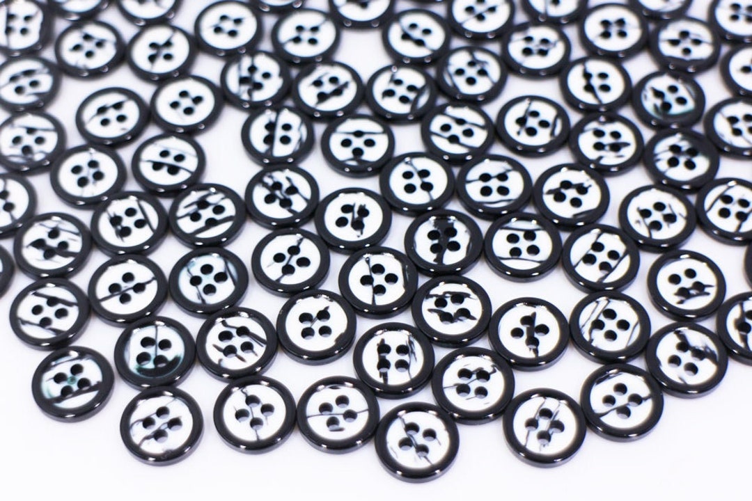 Black and White Button, Marble Pattern, Two Colors, Made of Resin, Four ...