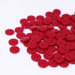Small Red Button, Glossy Finish, Two Holes, Smooth Edge, Round Shape ...