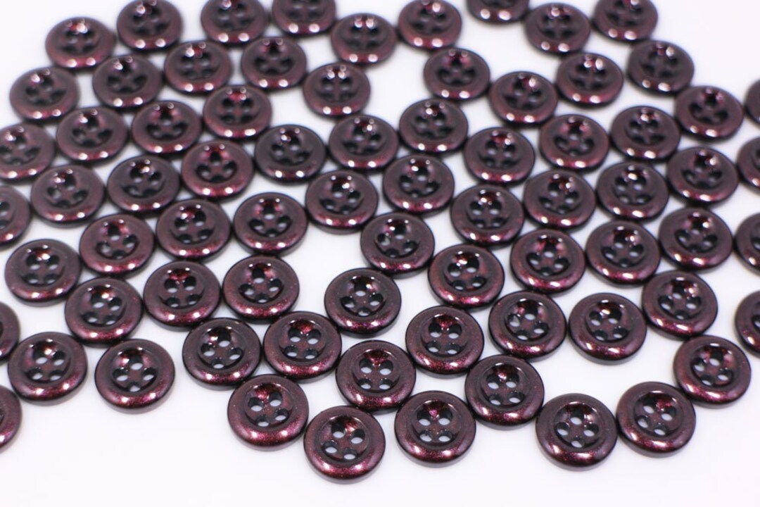 Dark Red Buttons, Small Size, Metallic Finish, Raised Edge, Made of ...