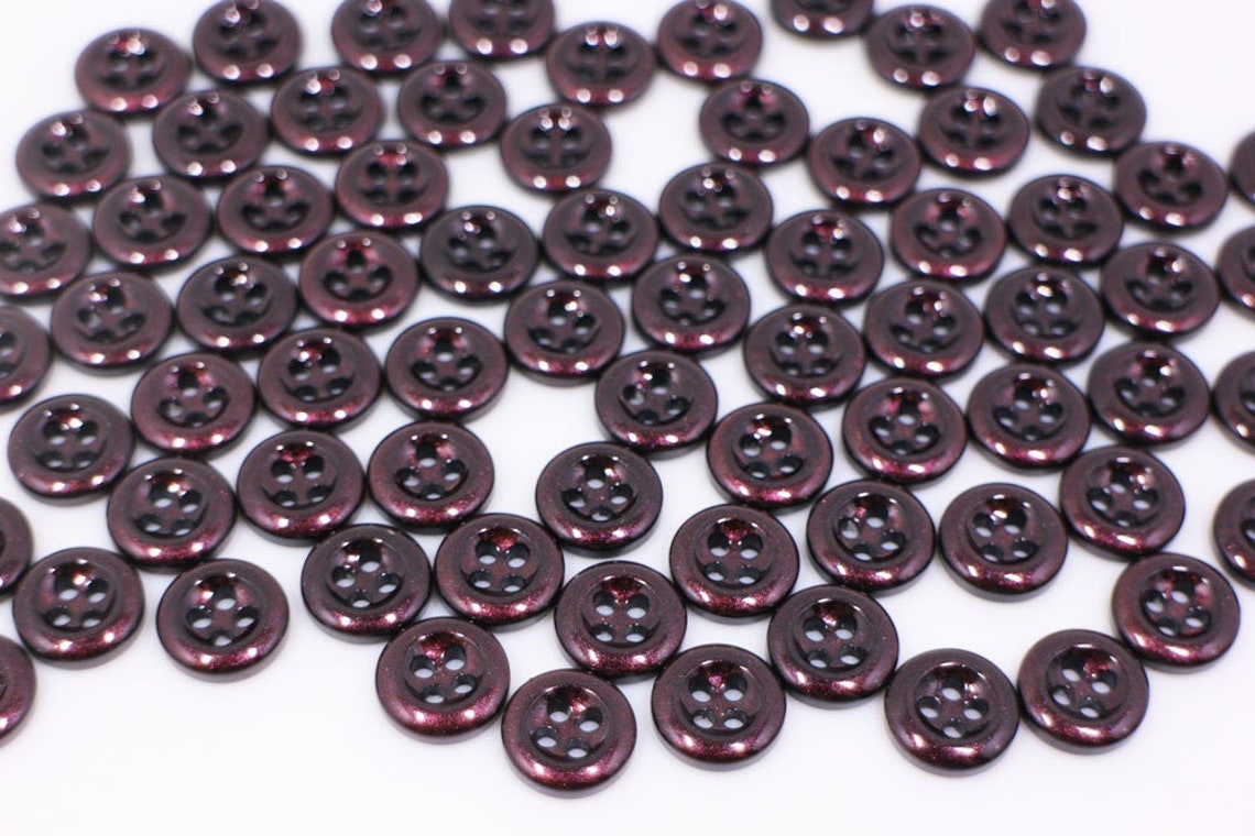 Dark Red Buttons Small Size Metallic Finish Raised Edge - Etsy