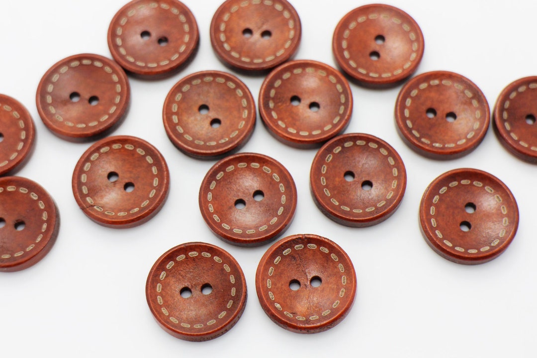 Brown Lined Wood Buttons, Natural Wood Material, Bowl Shape, Raised ...