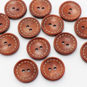 Brown Lined Wood Buttons, Natural Wood Material, Bowl Shape, Raised ...