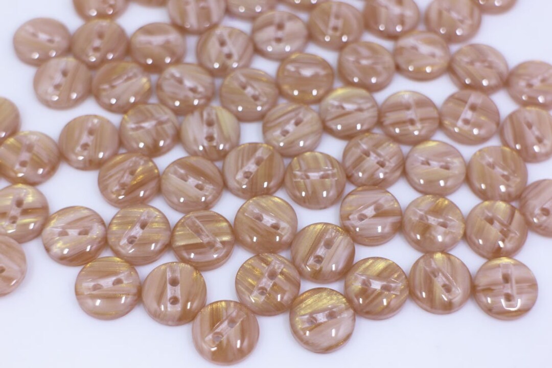 Shiny Brown Buttons, Two Holes, Light Brown Color, Thick Round Shape ...