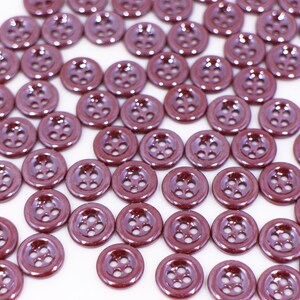 Metallic Dark Red Button, Burgundy Red Color, Glossy, Four Holes ...
