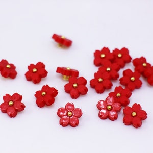 Red Flower Buttons Japanese Sakura Flower Shape Bright Red - Etsy