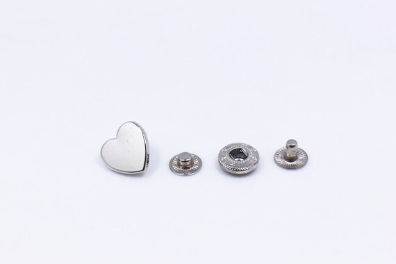 Silver Heart Metal Snap Buttons Heart Shaped Snaps Press - Etsy