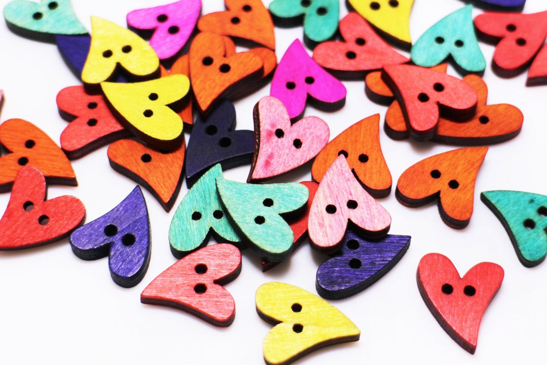 Heart Wooden Button, Heart-shaped Special Shape, 2 Holes, 19mm, for ...