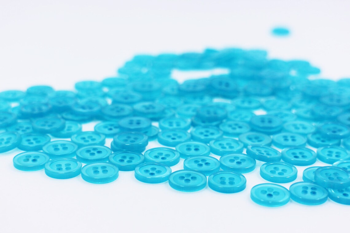 50 Pcs Light Blue Four Holes Button Small Shiny Buttons - Etsy