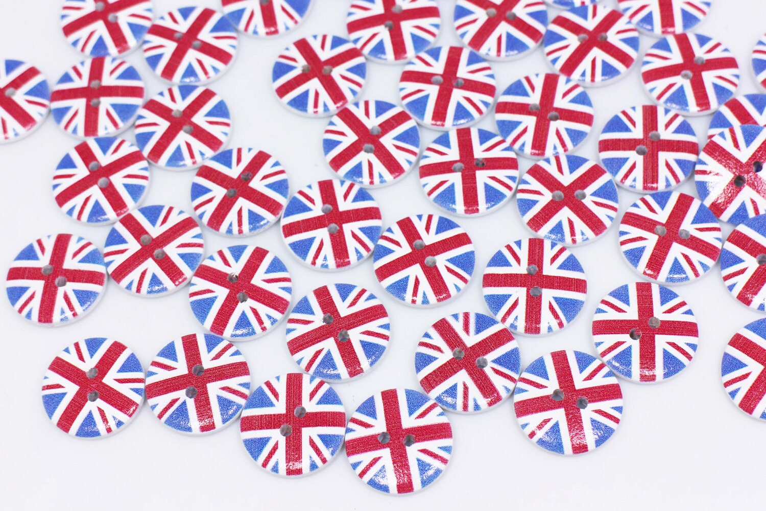 British Flag Wooden Button England Flag Pattern Red and - Etsy