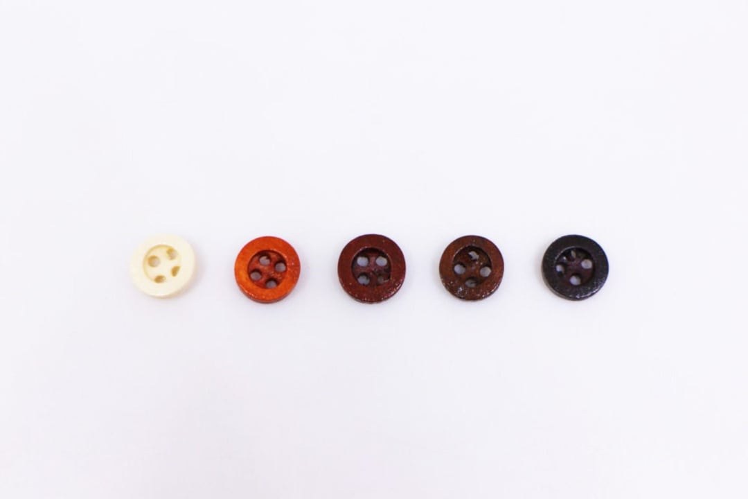 Mini Wooden Button, 0.35 Inch, 9mm, Brown Beige Color, Tiny Extra Small ...