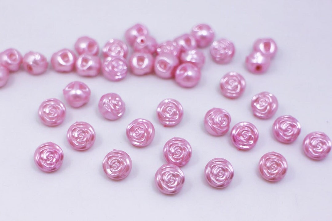Pink Rose Shank Buttons, Flower-shape, Ball Shape, Tunnel Shank, Back ...