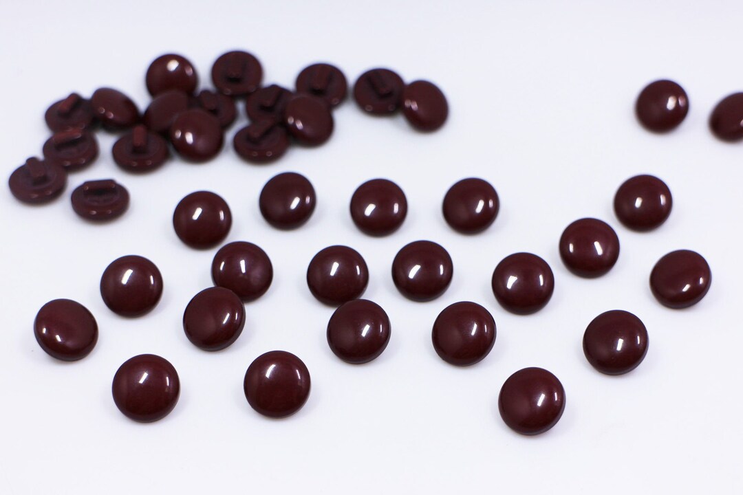 Dark Red Shank Button, Glossy Finish, Burgundy Wine Red Color, Small ...