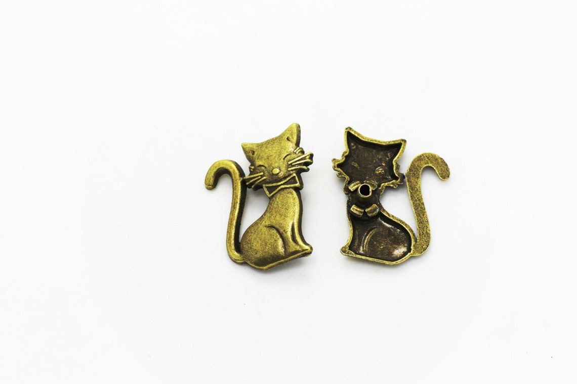 Cat Snap Buttons Kitten Cats Snap Fastener Antique Bronze - Etsy