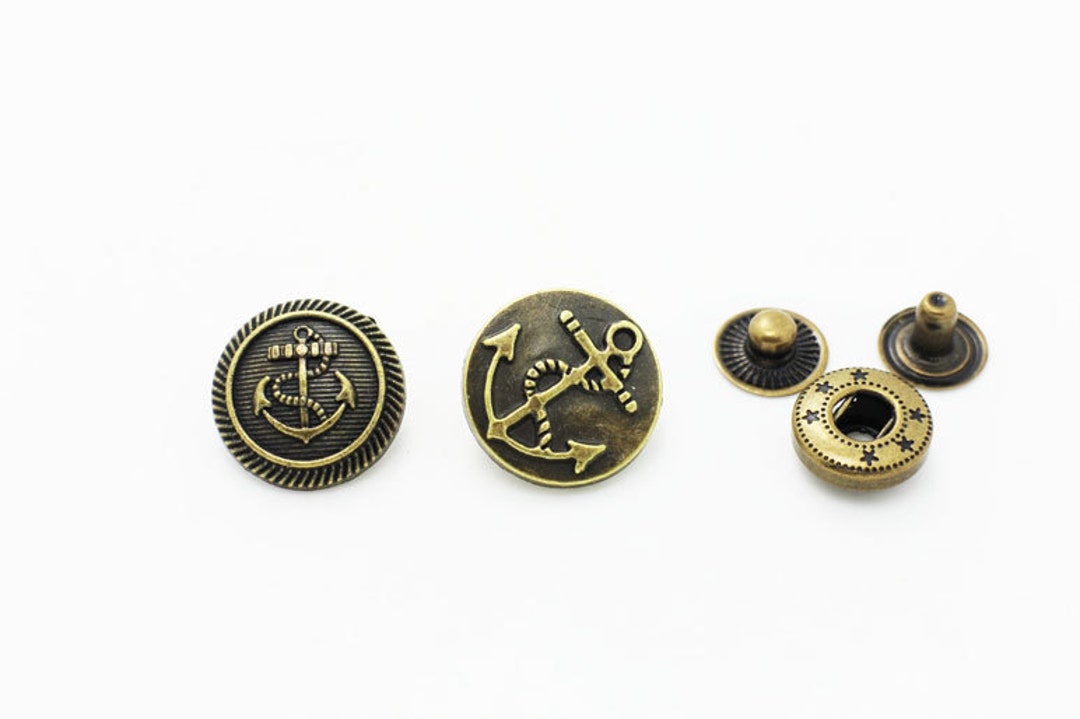 Anchor Snap Buttons, Sea Boat Anchors Snap Fastener, Antique Bronze ...
