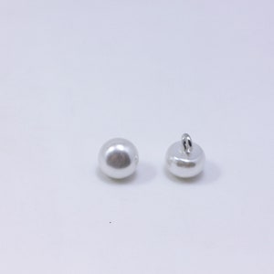 White Pearl Shank Buttons, Pearl Buttons With Silver Metal Shank, for ...
