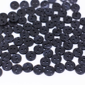 Tiny Black Buttons, Mini Extra Small Size, Raised Edge, Two Hole, for ...
