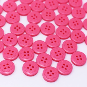 Pink Floral Button Hot Pink Flower Button Small Four Holes - Etsy