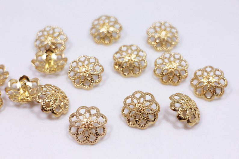 Gold Flower Metal Shank Buttons Floral Shank Button Vintage - Etsy
