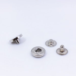Silver Metal Snap Buttons, Flat Top, Round Shape, Upholstery, Model 633 ...