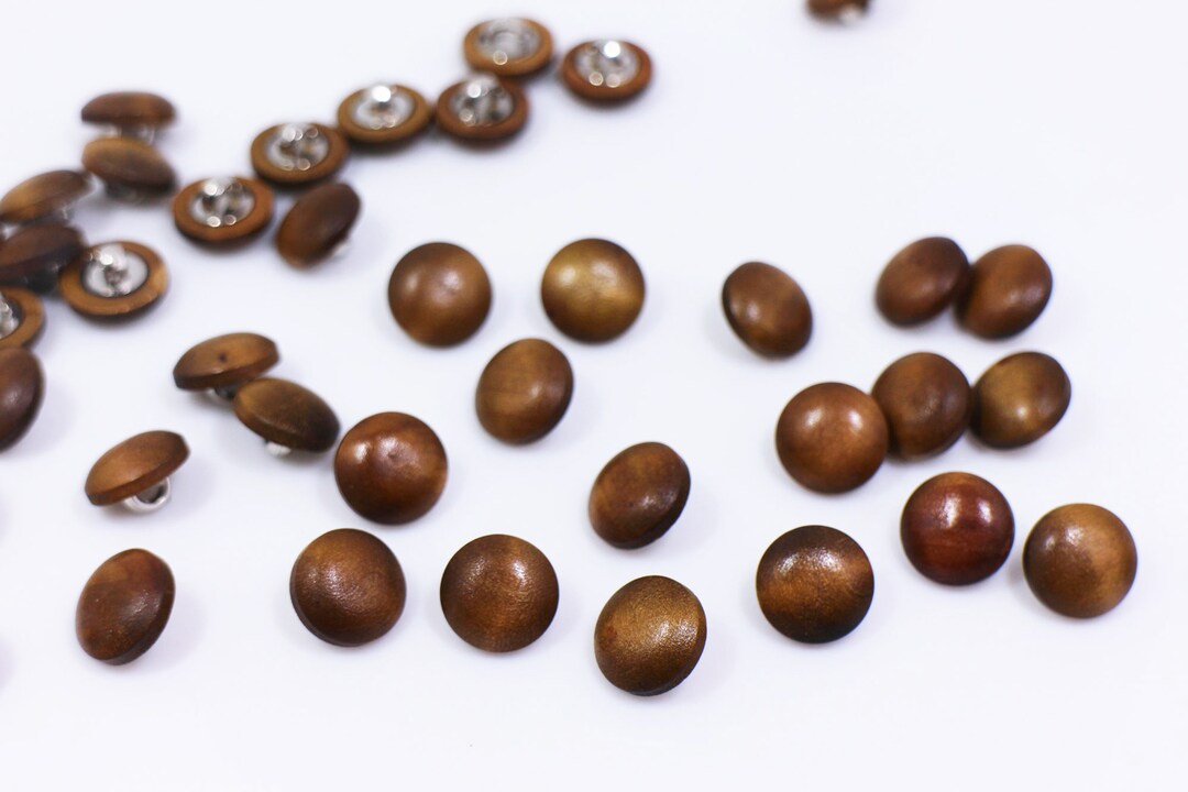 Small Brown Wooden Shank Buttons, Silver Shank, 11.5mm, 0.45inch, Semi ...