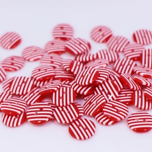 Red Striped Button, Red and White Color, Two Holes, Smooth Edge, for ...
