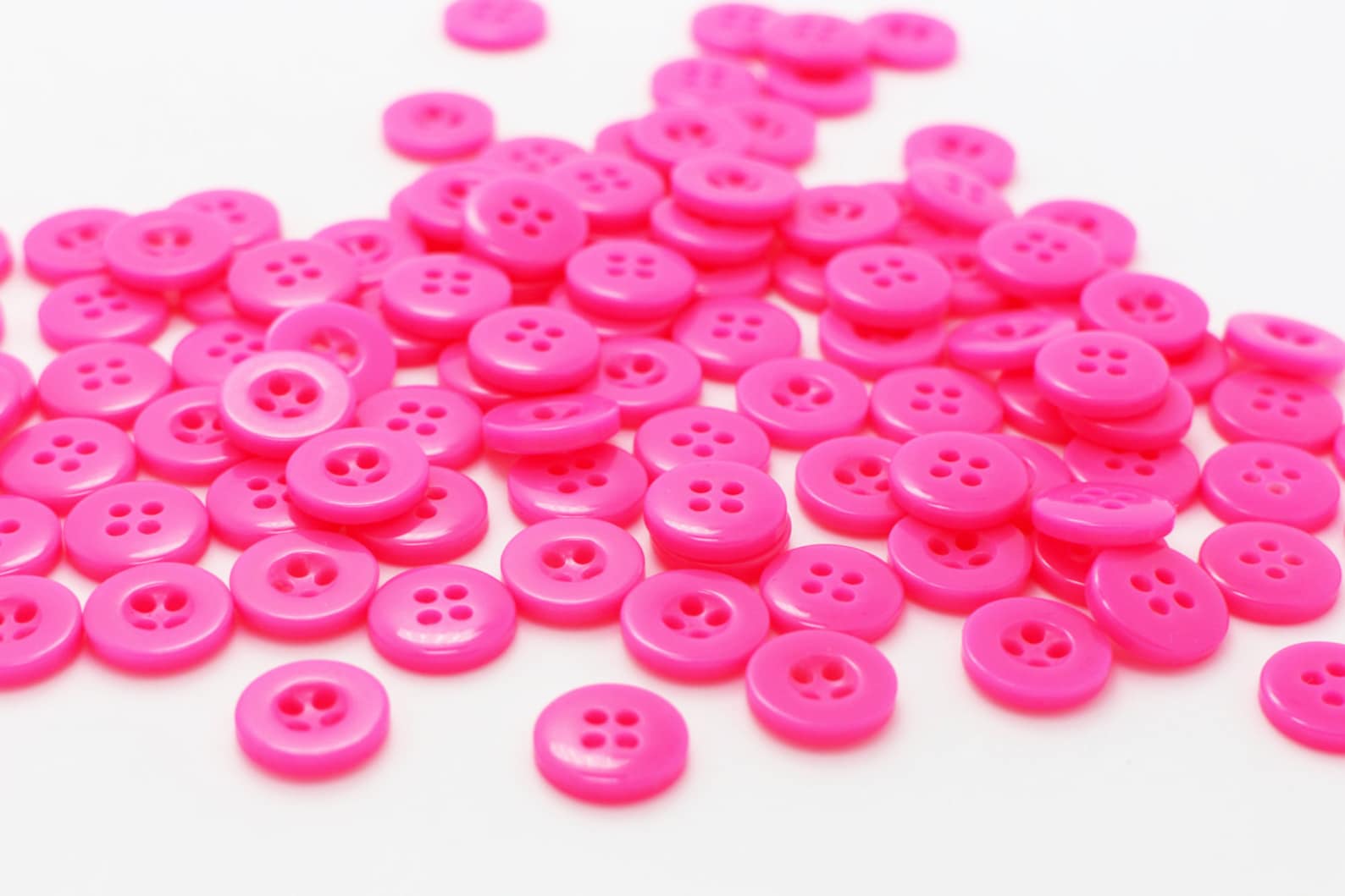 Neon Pink Button, Bright Pink Color, Four Holes, Raised Wide Edge, for ...