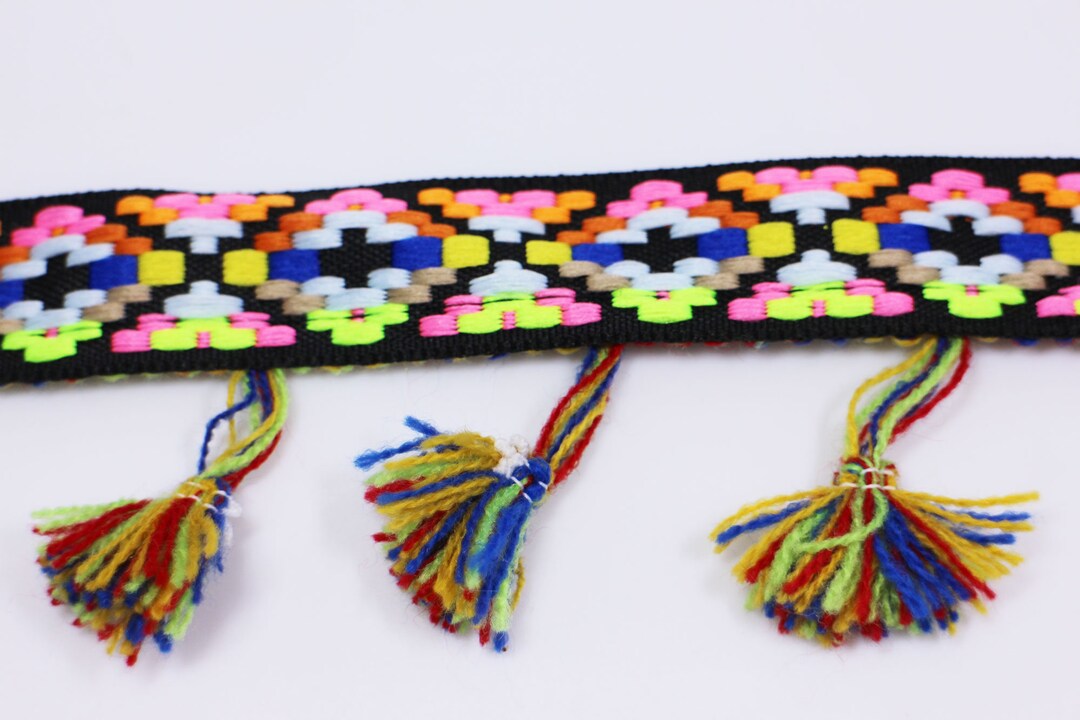 Aztec Pattern Fringe Trims, 2-9/32inch Wide, Bohemian BOHO Ethnic Style ...