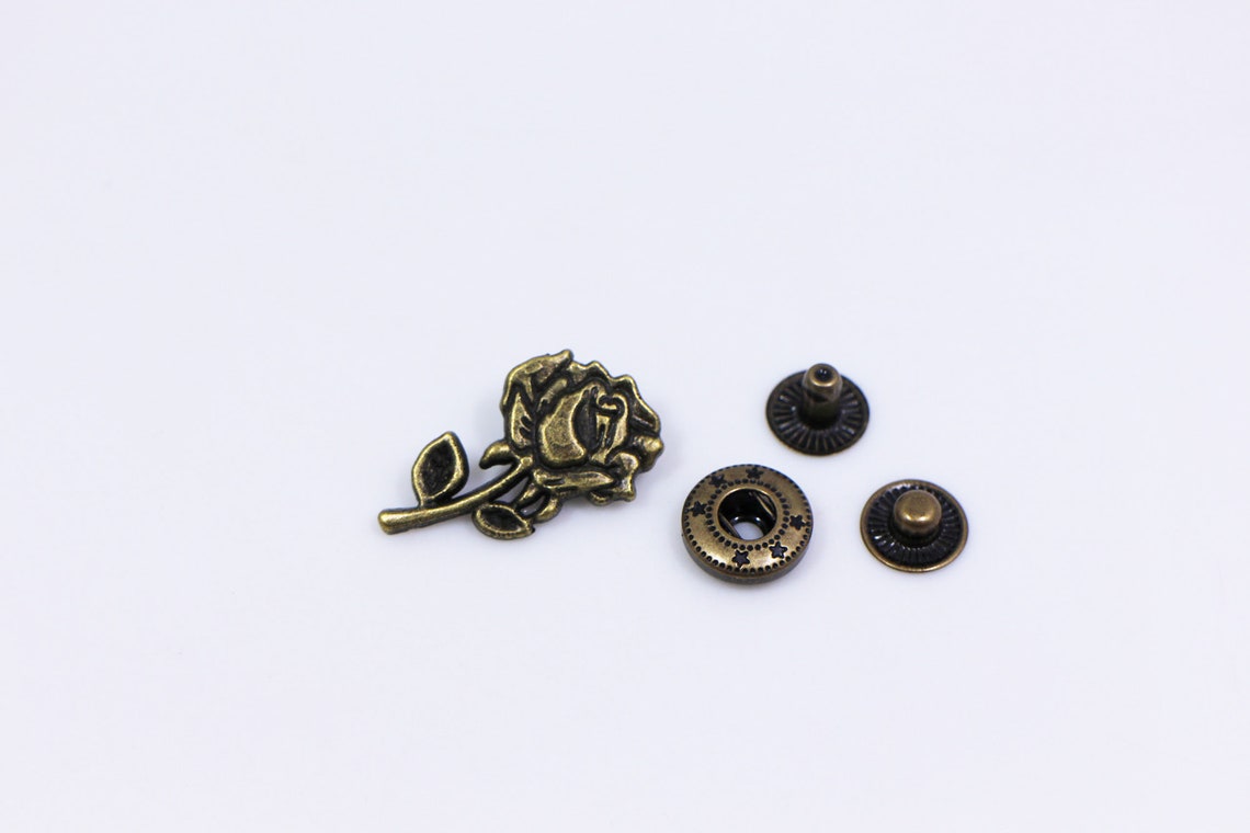 Rose Snap Button Bronze Color Flower Shaped Snap Fastener - Etsy