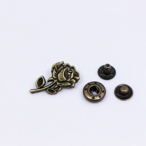 Rose Snap Button, Bronze Color Flower Shaped Snap Fastener, Metal Snap ...