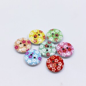 Sakura Wooden Buttons, Japanese Flower Print, Small Size, Round Shaped ...