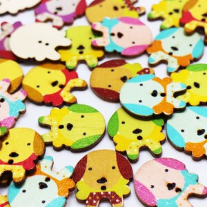 Puppy Dog Wooden Button Animal Shape Cartoon Dogs Two - Etsy