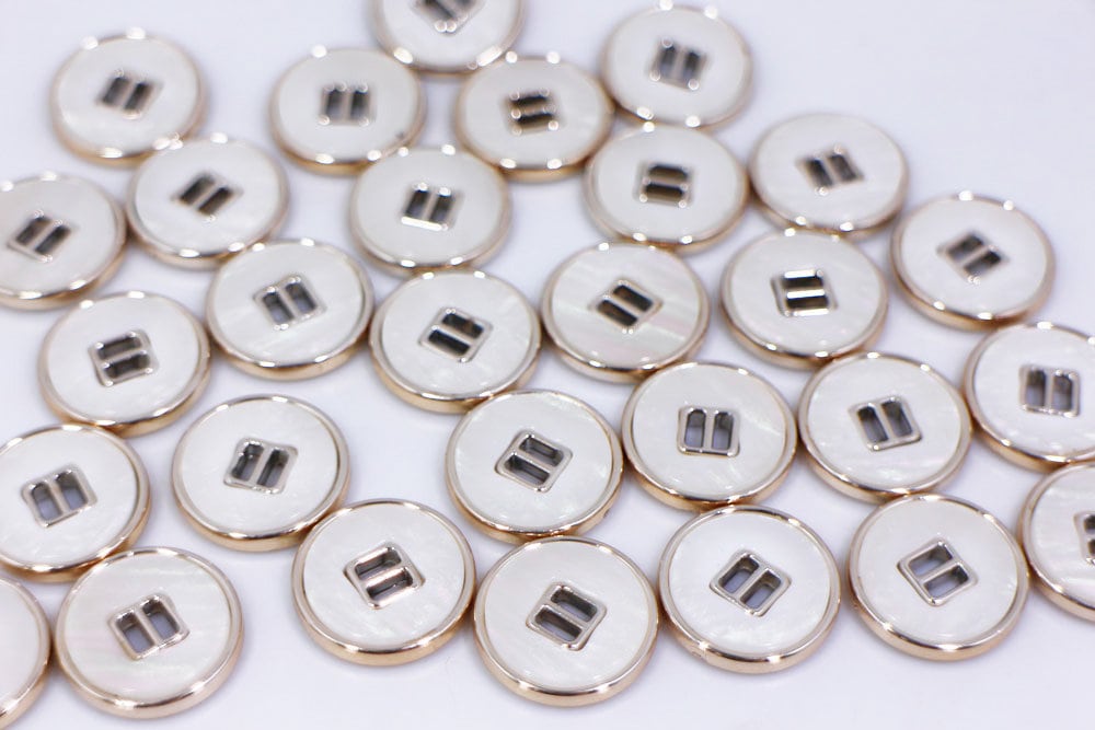 White Coat Buttons, Cream White and Gold Color, Vintage Style, 2 Hole ...