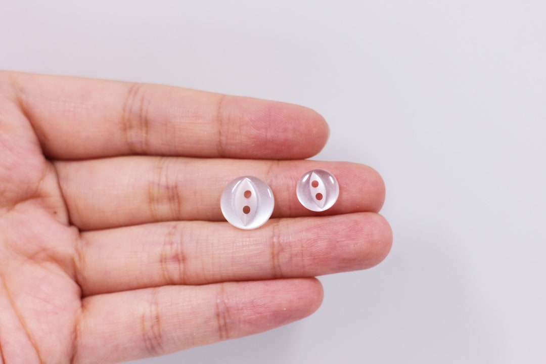 White Cat Eye Buttons, Cat Eyes Cut Out, Two Holes, Shiny Finish, for ...