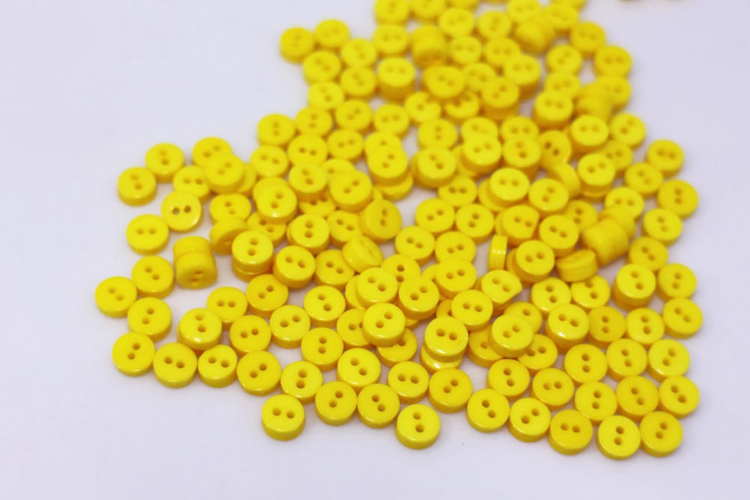 50 Extra Small Yellow Button, Mini Tiny Size, Yellow Solid Color, for ...