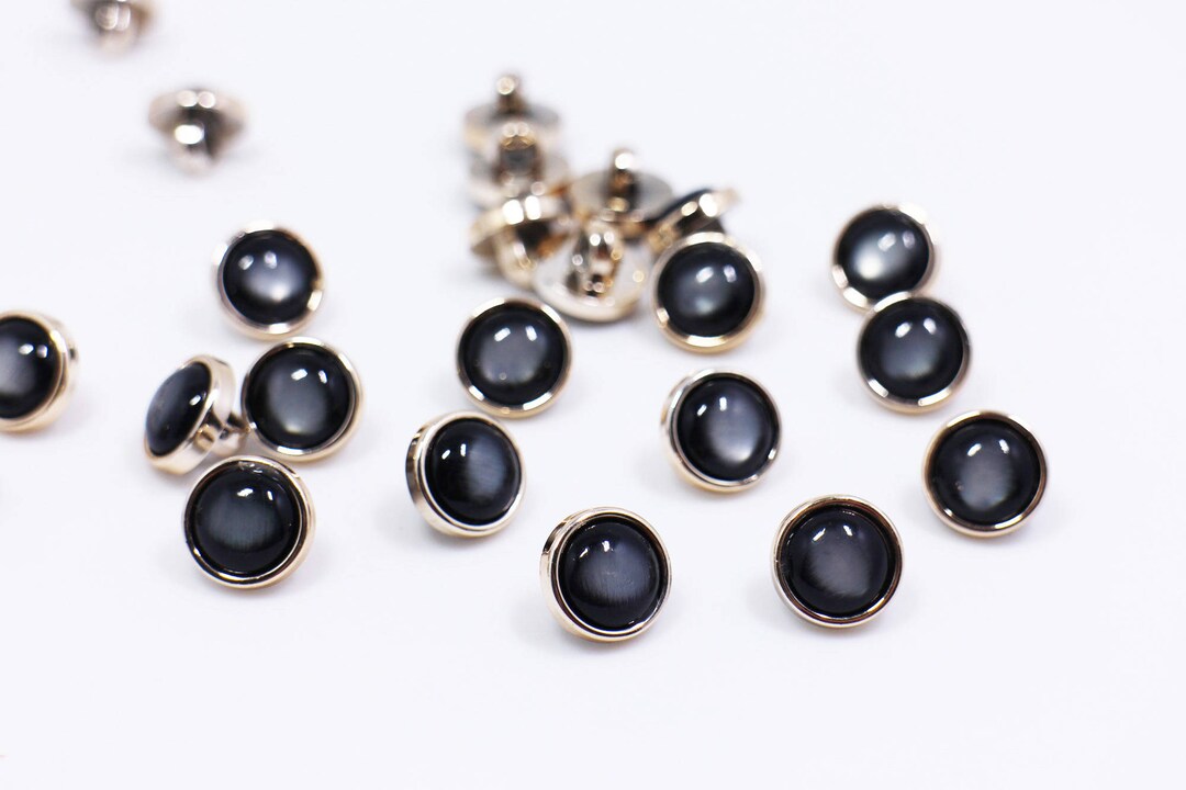 Black Shank Buttons, Gold Color Edge, for Sewing Cardigan Dress Blazer ...