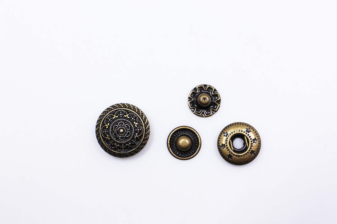 Flower Snap Buttons, Antique Bronze Color Press Stud, Upholstery Button ...