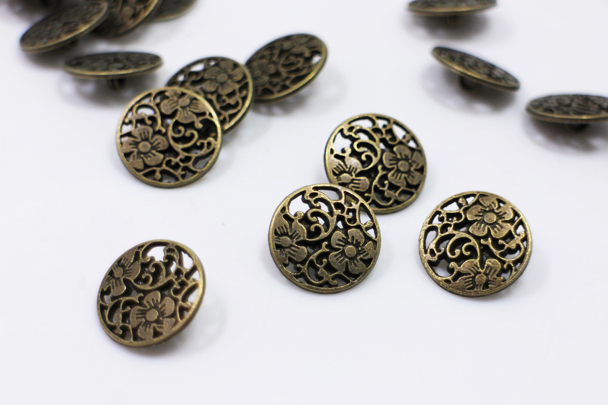 Plum Flower Metal Shank Buttons Antique Bronze Shank Buttons | Etsy