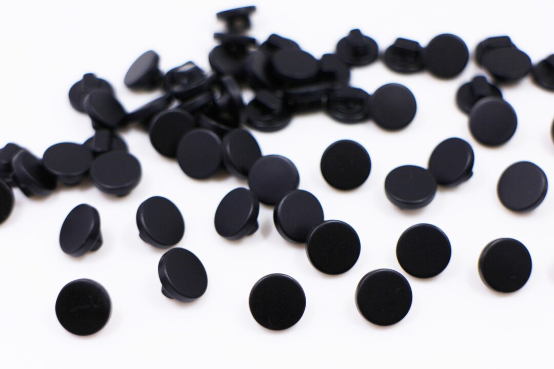 Matte Black Shank Buttons, Flat Top, No Shine, Back Hole, Round Shape ...