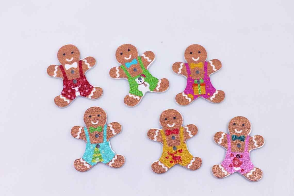 Gingerbread Wooden Buttons Christmas Wood Buttons X'mas | Etsy