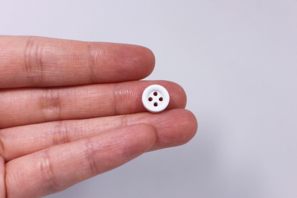 Tiny White Wooden Button Small Natural Wood Buttons Four | Etsy