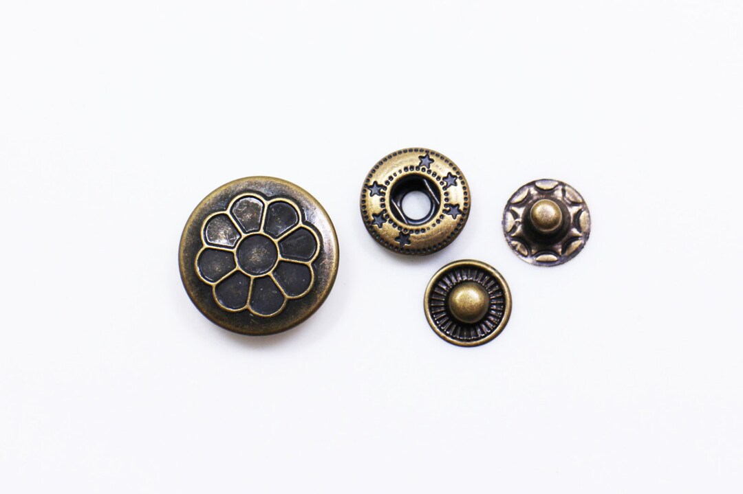 Flower Snap Fastener, Floral Snap Buttons, Antique Bronze Press Stud ...