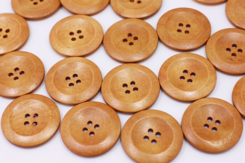 Large Brown Wood Buttons Raised Edge Buttons Wide Edge | Etsy