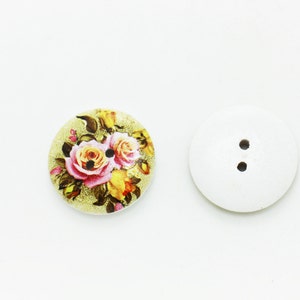 Vintage Roses Wooden Button, Coat Button, Flower Button, Floral Button ...